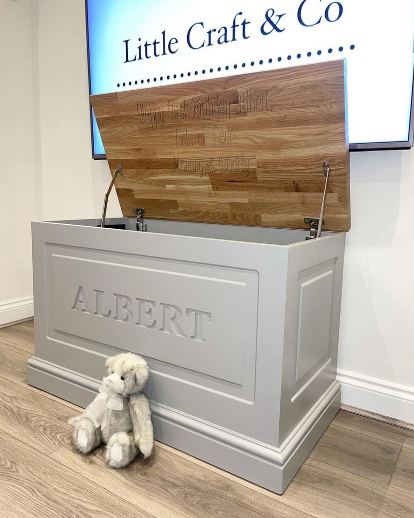 Personalised Traditional Oak Toy Box – Little Craft and Co